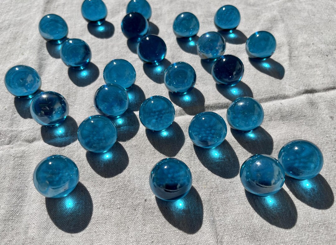 24 Pieces Large Glass Marbles 25 Mm Marbles Blue Transparent Marble Mix ...