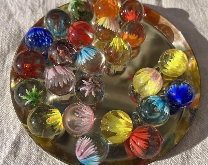 Collection of 6 X 16mm Pretty Flower Glass Marbles Handmade - Etsy