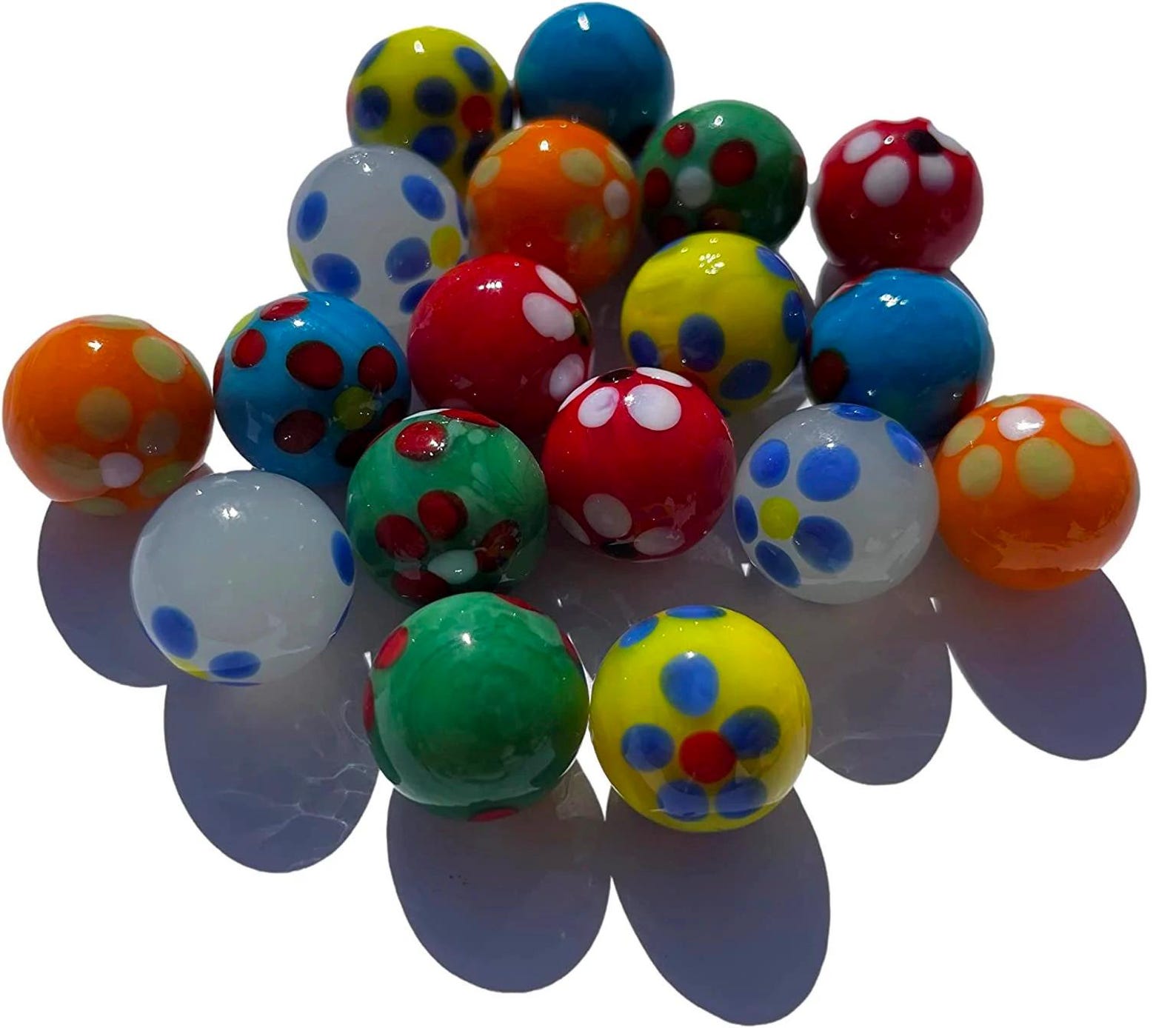 18 Pieces of Glass Marbles, Marbles, Colored, Mouth-blown Marble ...