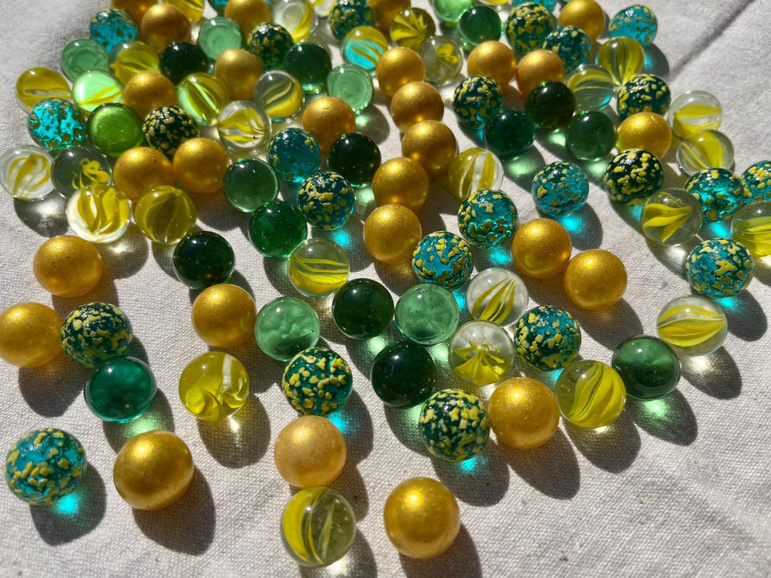 100 Glass Marbles, Assorted Colors "atlantis Mix", Decorative Glass ...