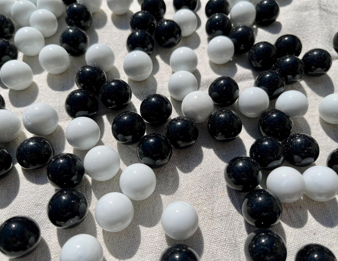 Approx. 100 Pieces Glass Marbles Marbles Black White Marble Mix Glass ...