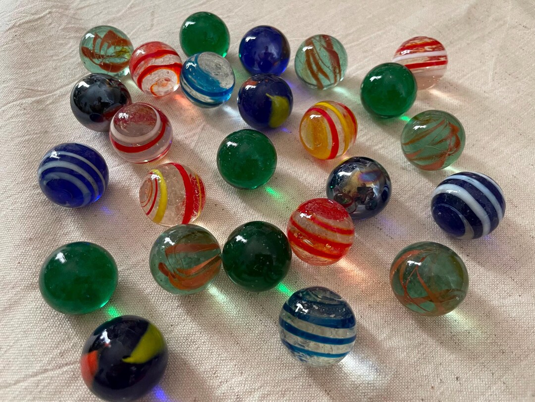 25 Pieces Large Glass Marbles 25 Mm Marbles Colored Mixture Glass Balls ...
