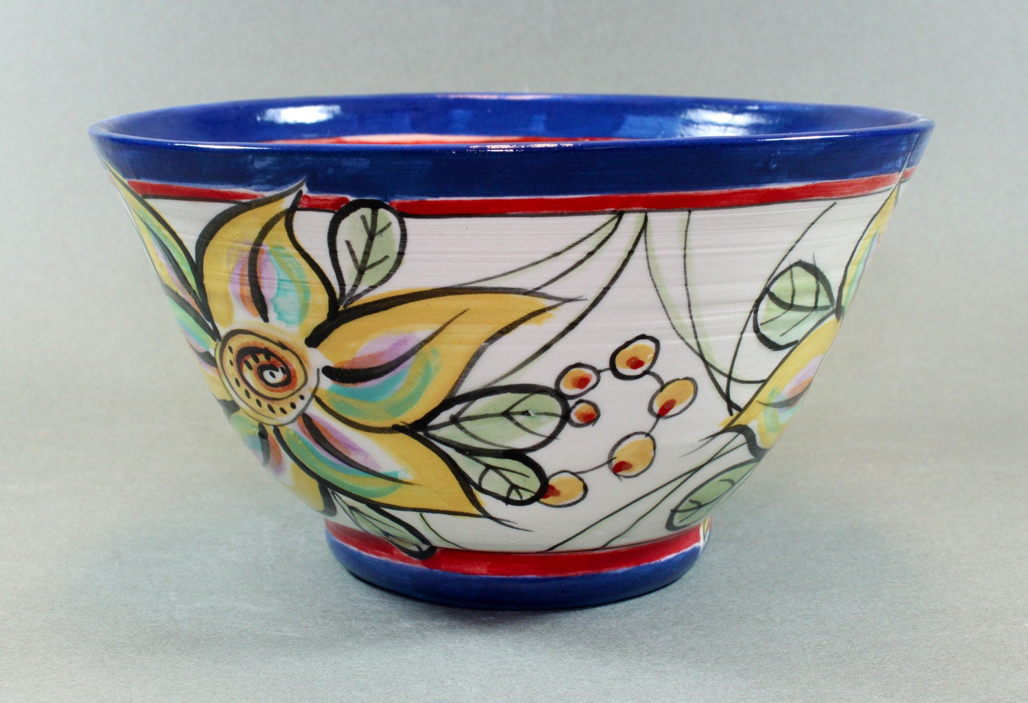 Handmade Pottery Bowl Decorative Hand Painted Lively Colorful Etsy handmade-pottery-bowl-decorative-hand-painted-lively-colorful-etsy