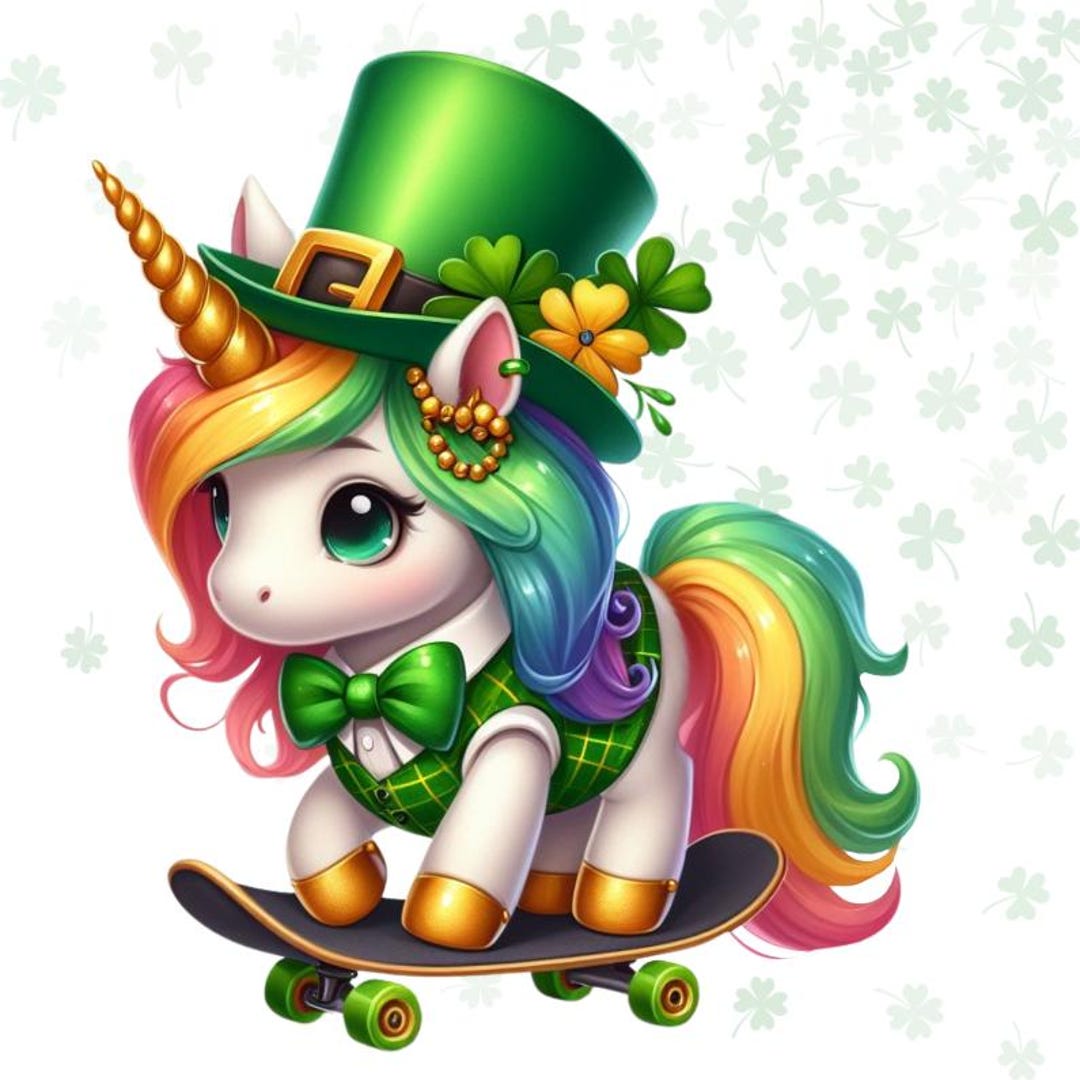 St Patrick's Day Unicorns , Lucky Clover Unicorn Clipart , Digital ...