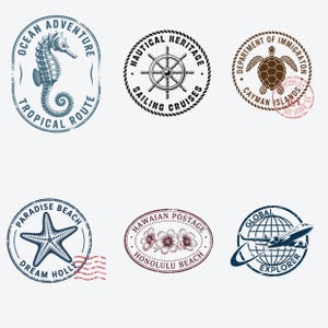 Travel Stamps Clipart Digital Collection - Etsy