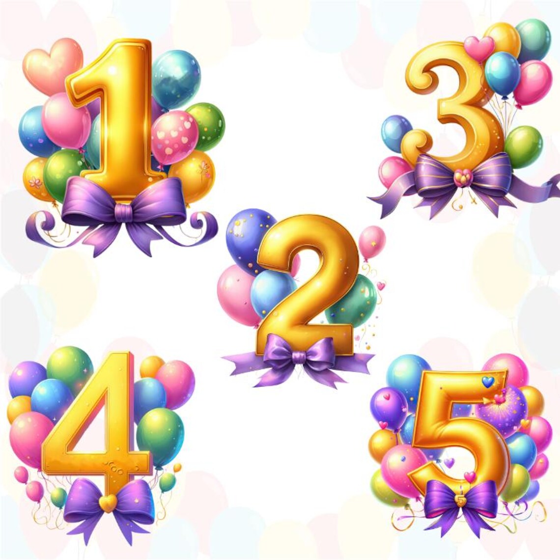 Happy Birthday Balloon Numbers Clipart , Colorful PNG Numbers for Party ...