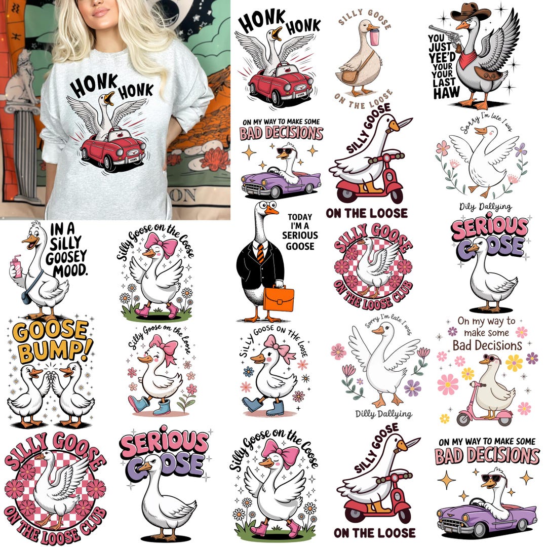 Funny Goose Meme Clipart PNG Bundle: Silly Goose Designs (digital ...