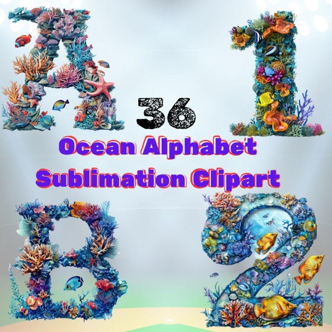 Ocean Alphabet Clipart Bundle: Nautical Letters PNG (digital Download ...