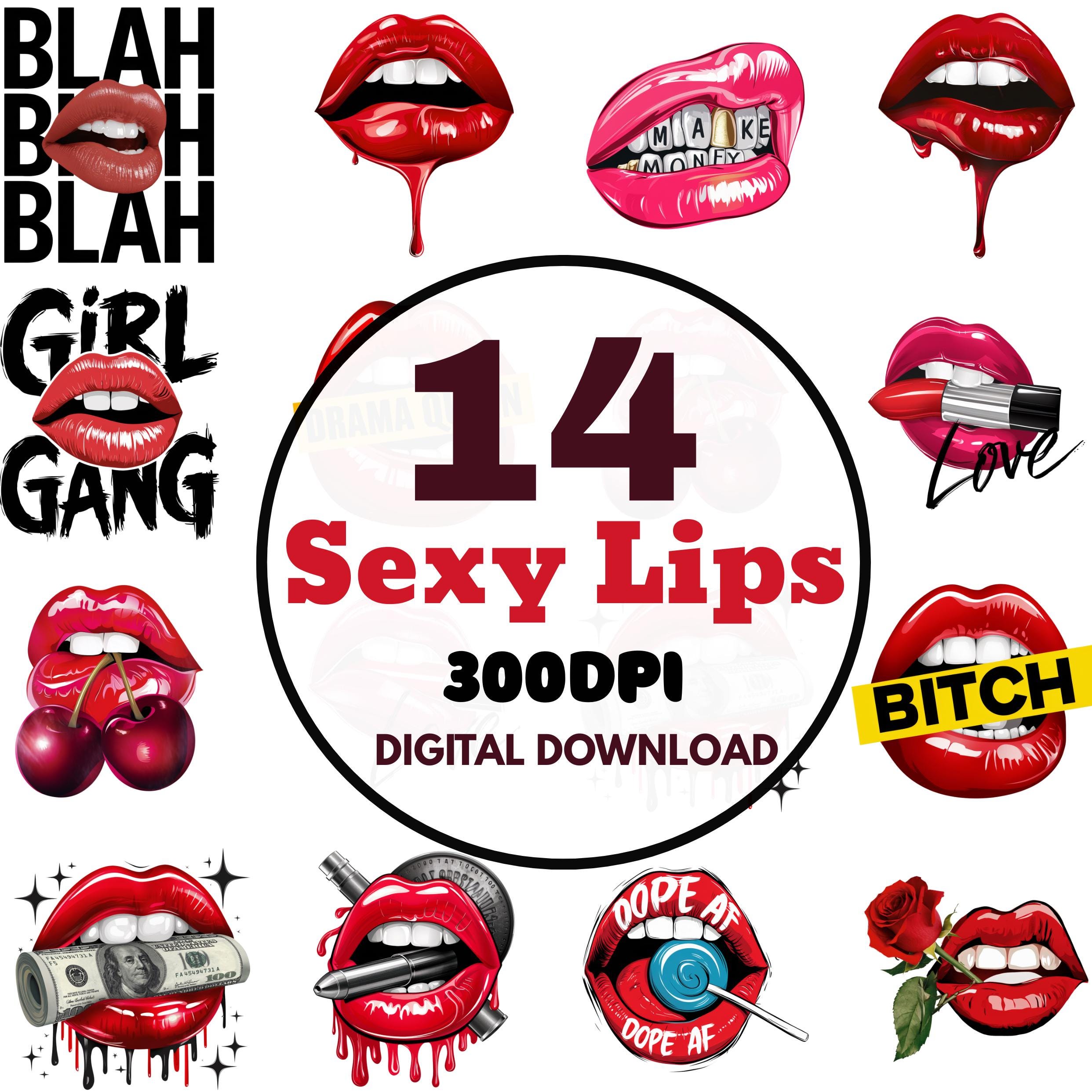 14 Sexy Lips Sublimation PNG Bundle , Glossy Lip Clipart , Kiss Lips ...