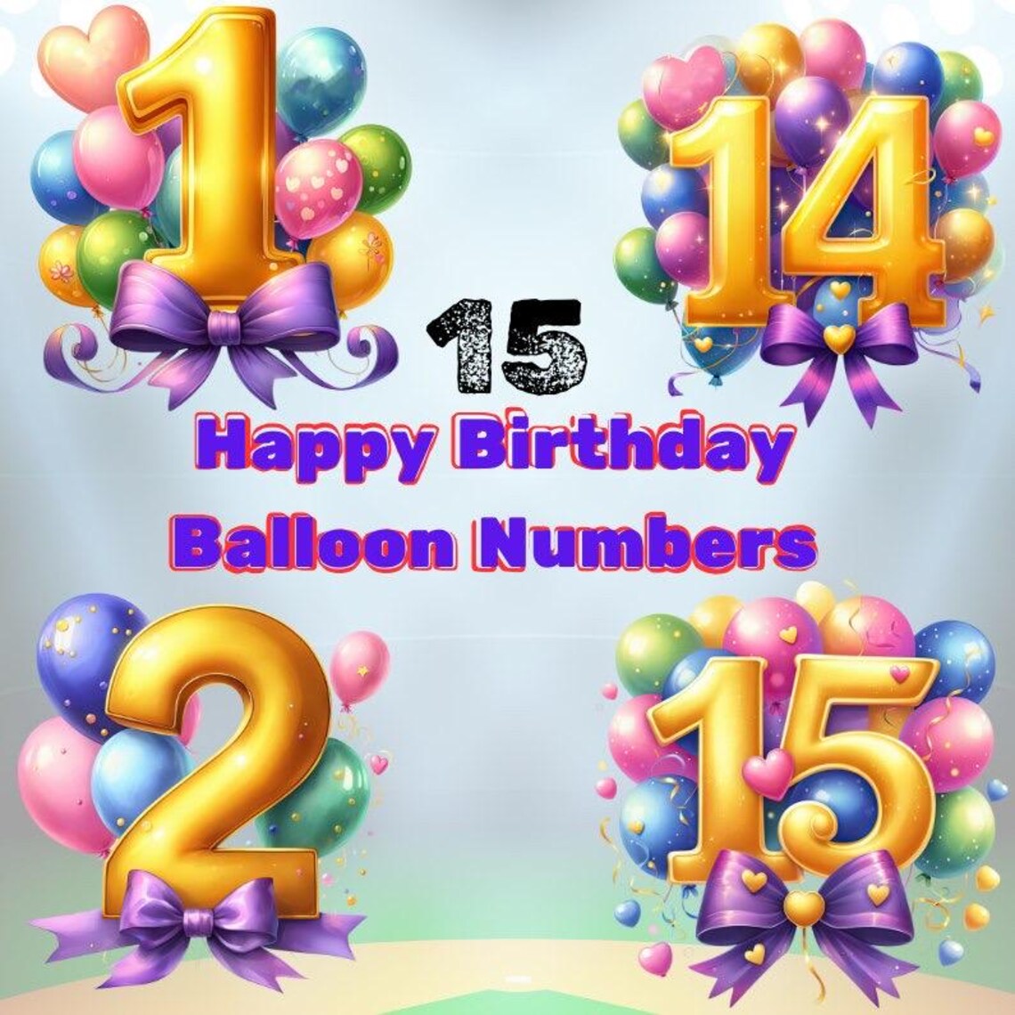 Happy Birthday Balloon Numbers Clipart , Colorful PNG Numbers for Party ...
