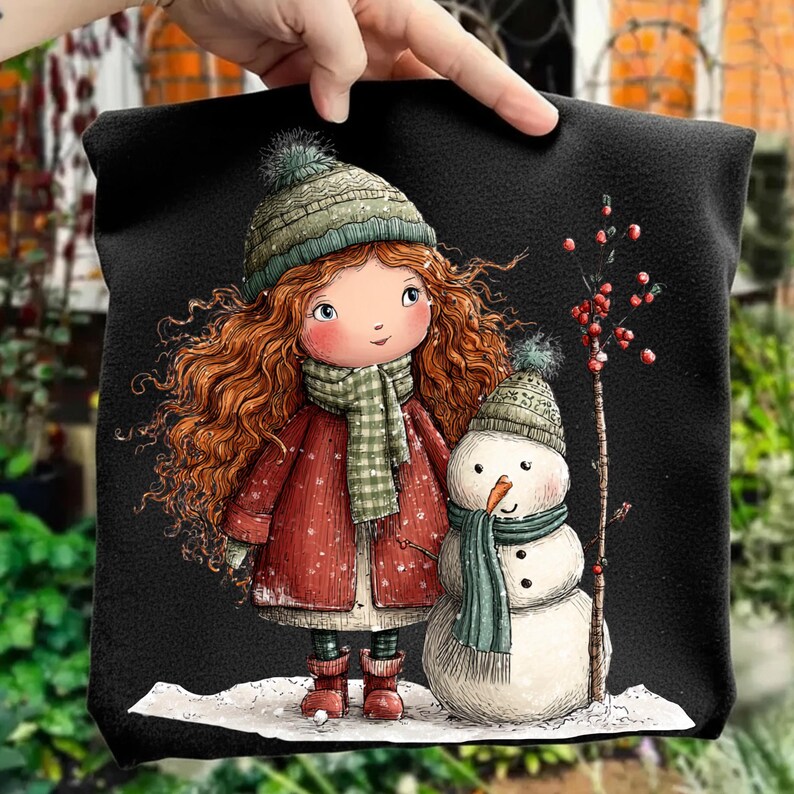 Watercolor Christmas Girl Snowman PNG Clipart Bundle (digital Download ...