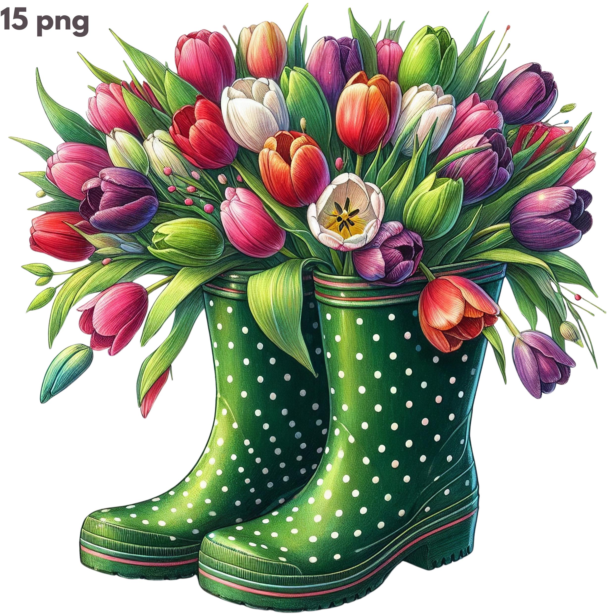 Garden Boots Clipart PNG , Watercolor Floral Wellies , Spring Digital ...