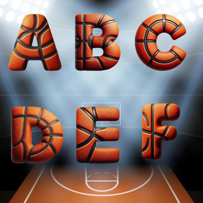 Basketball Letters Alphabet PNG: Sports Font Clipart (digital Download ...