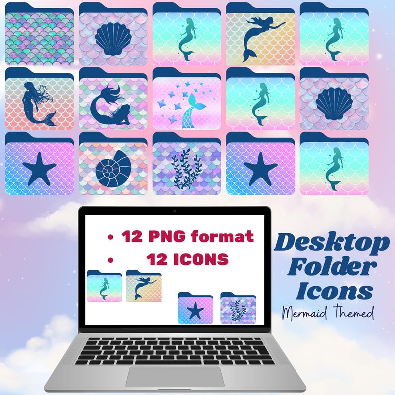 Mermaid Desktop Folder Icons PNG , Aesthetic Ocean-themed Folder Icons ...