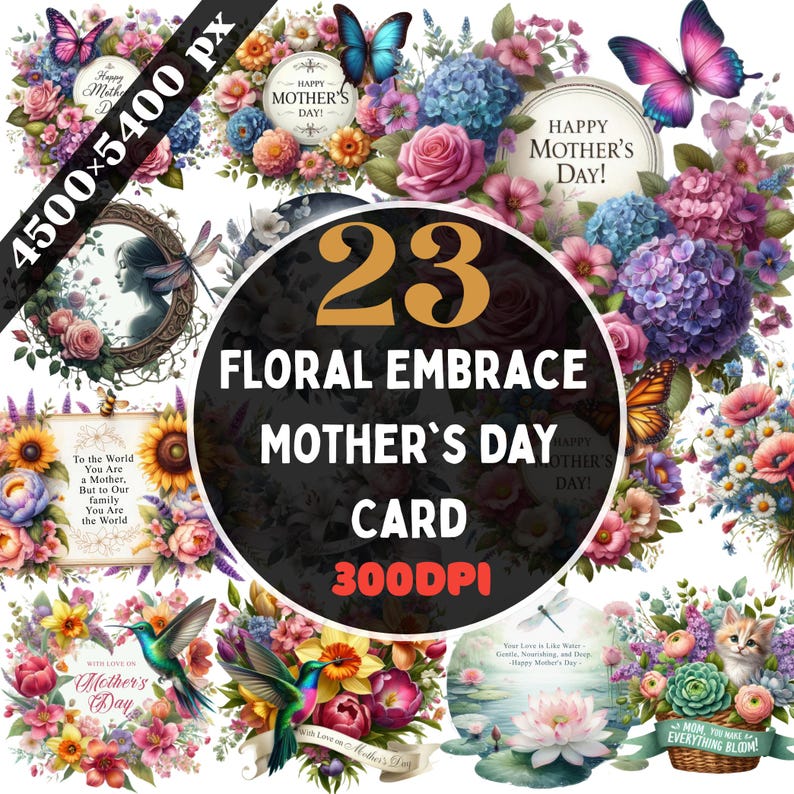 Mother's Day Floral Clipart Bundle: 23 PNG Designs (commercial Use) - Etsy