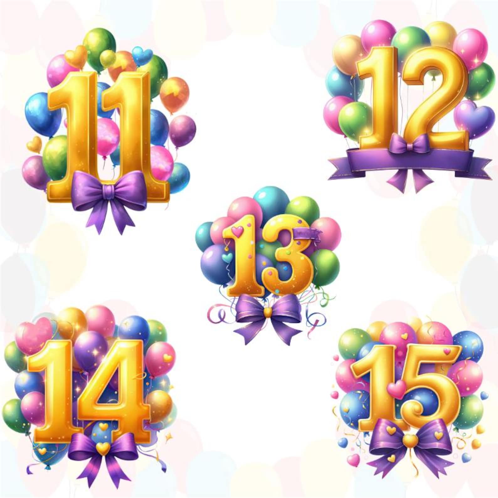 Happy Birthday Balloon Numbers Clipart , Colorful PNG Numbers for Party ...