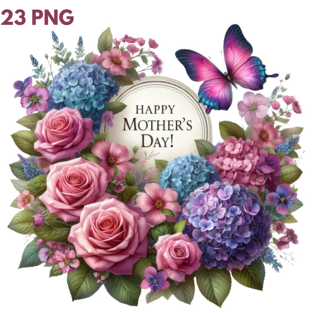 Mother's Day Floral Clipart Bundle: 23 PNG Designs (commercial Use) - Etsy