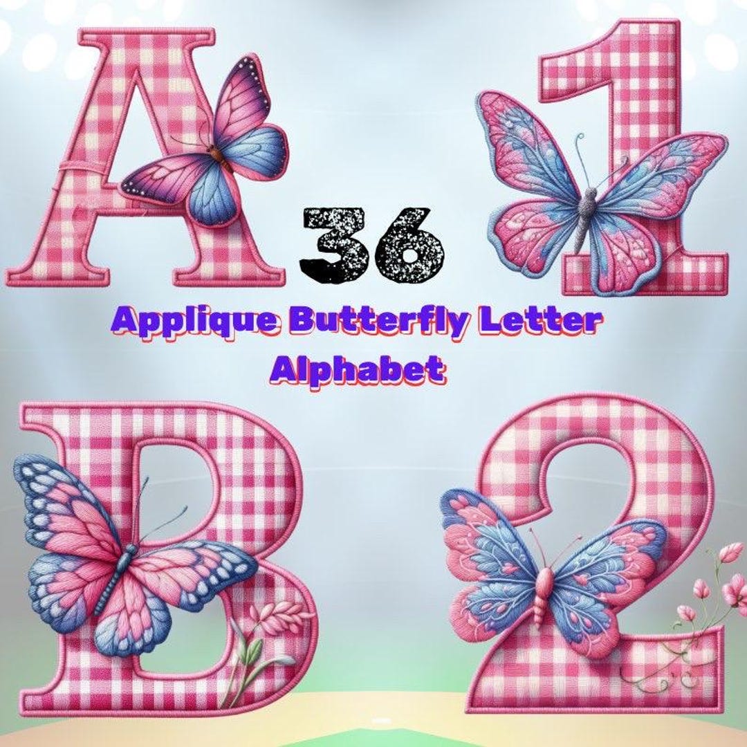 Applique Butterfly Letter Alphabet Clipart , Colorful PNG Letters for ...