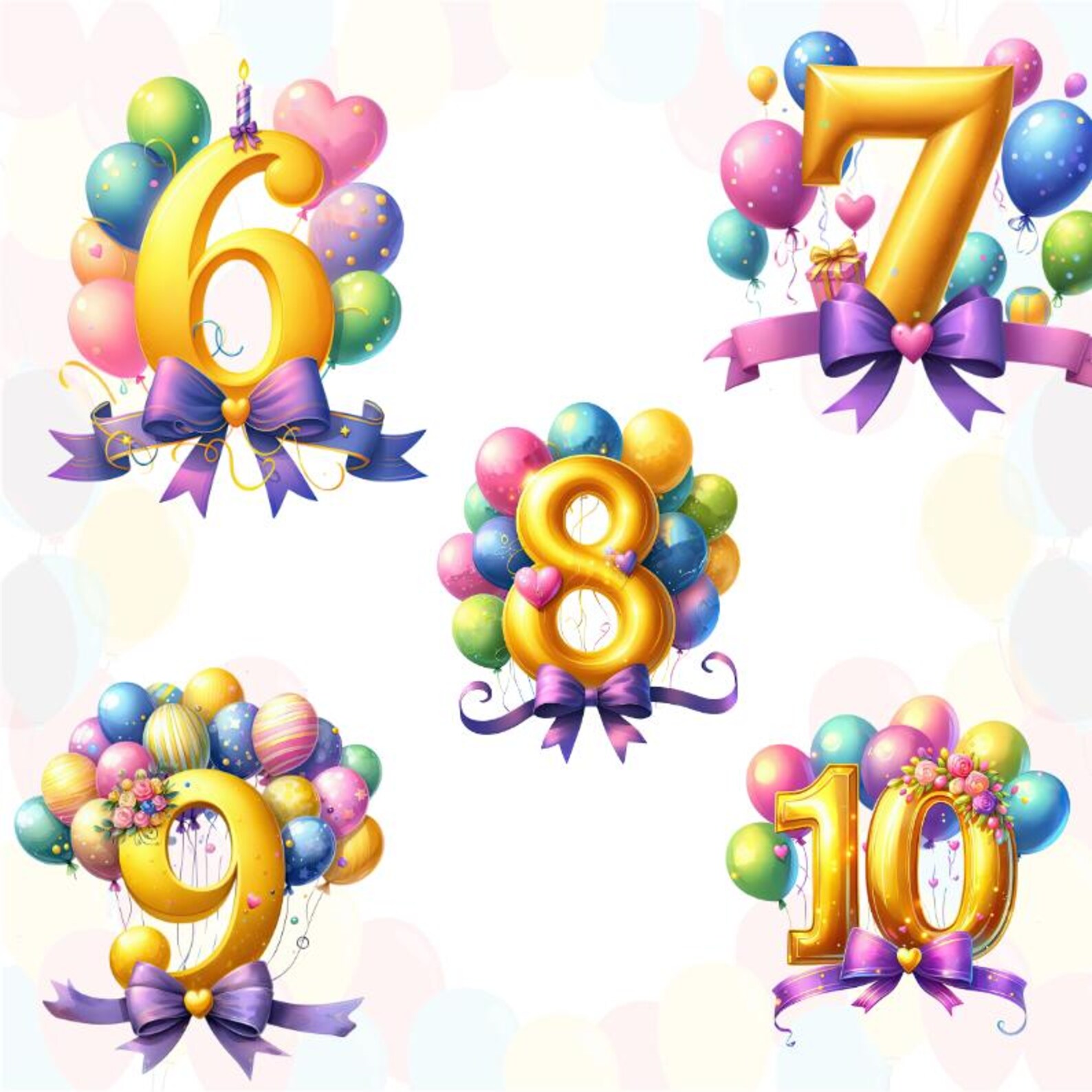 Happy Birthday Balloon Numbers Clipart , Colorful PNG Numbers for Party ...