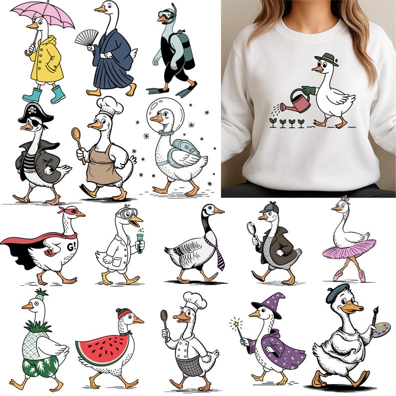 Funny Goose Clipart: Silly Goose SVG PNG Bundle (digital Download) - Etsy