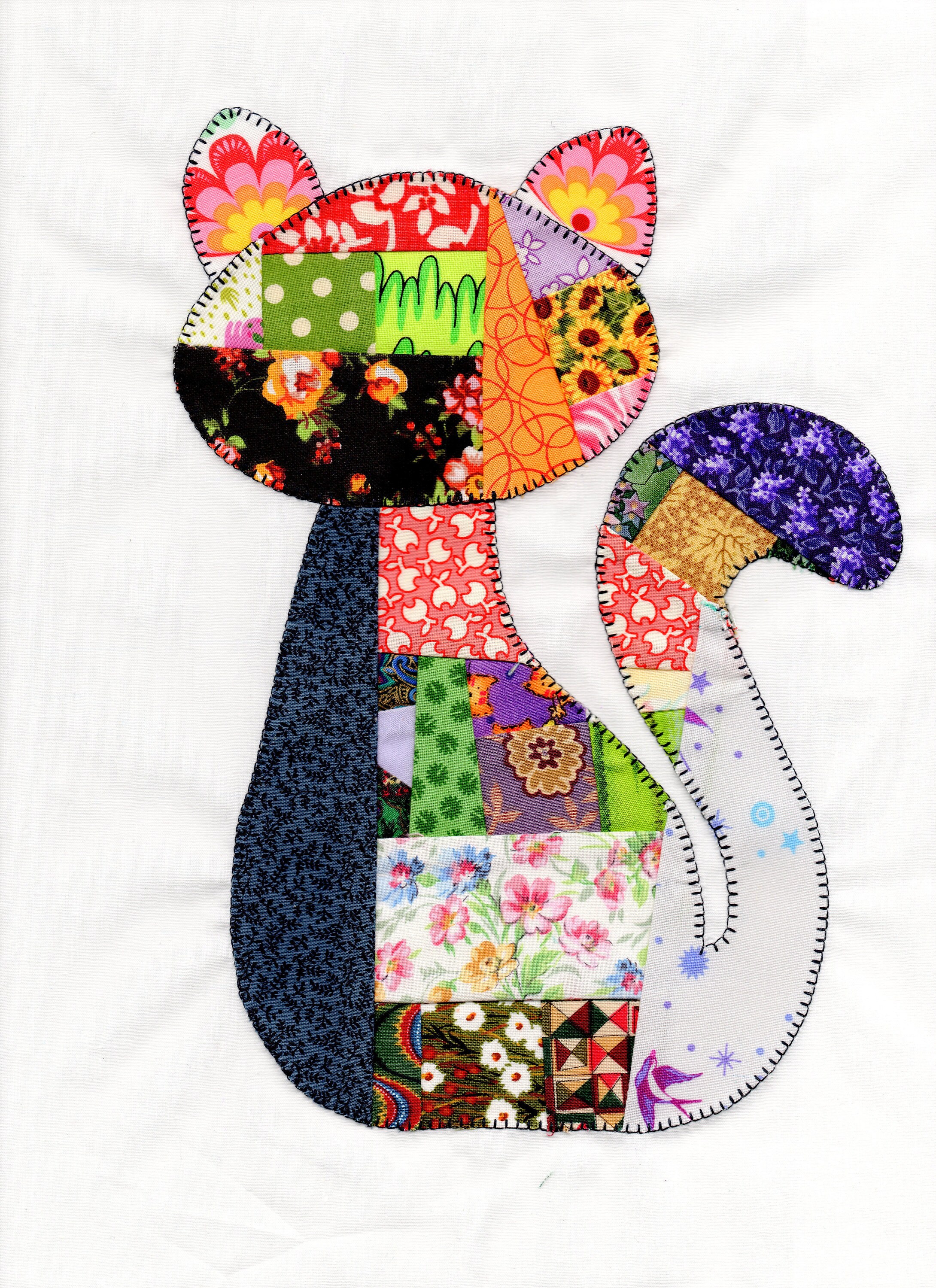 Patchwork Kitty Cat Quilt Block - Etsy