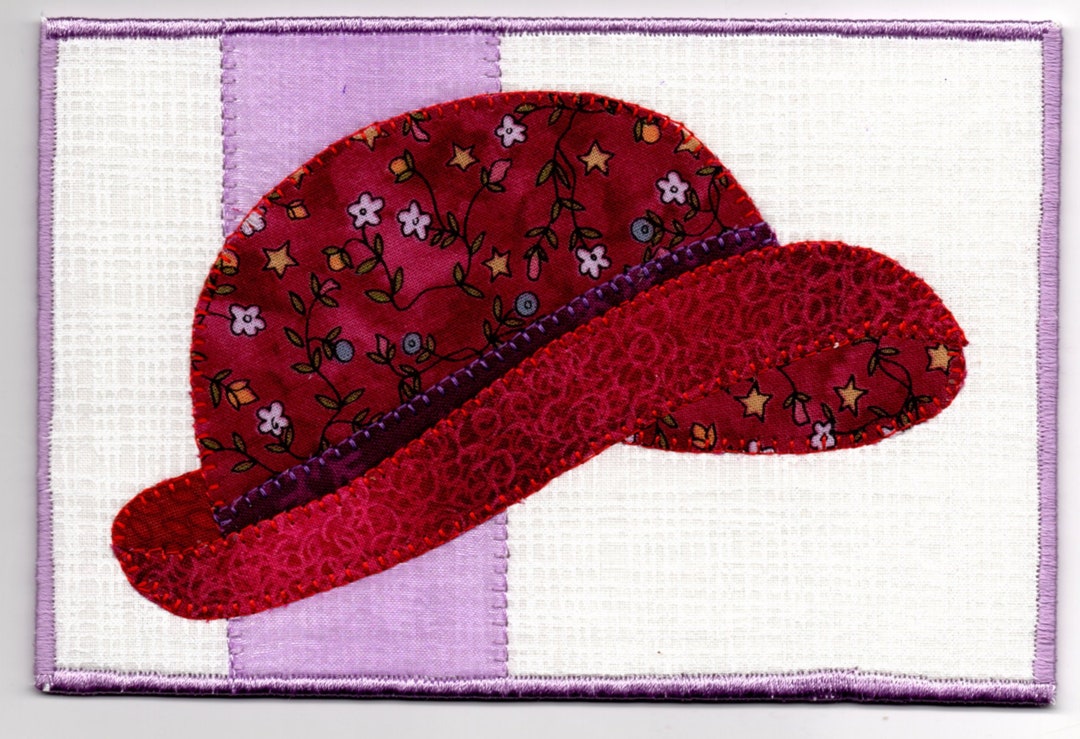 Red Hat Quilted Fabric Postcard - Etsy