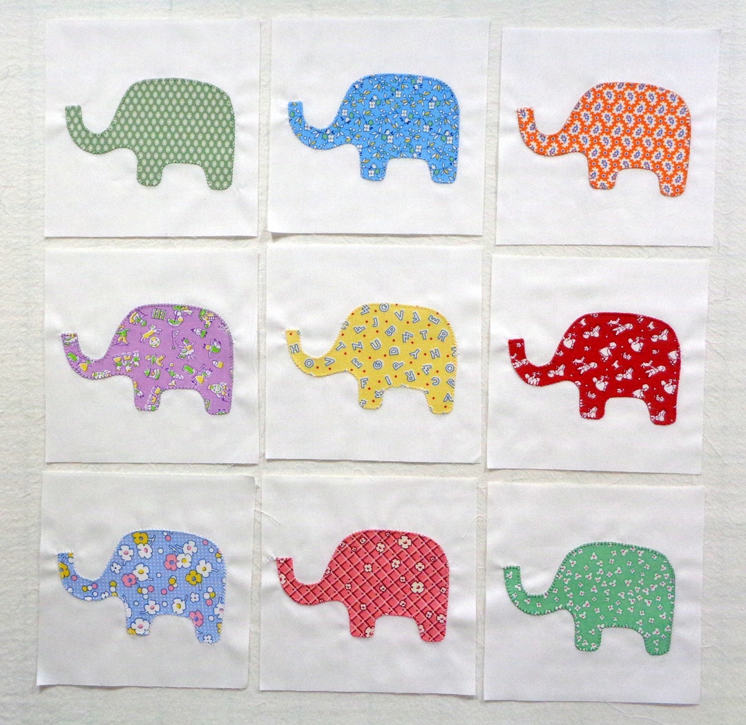 Elephants Appliqued Quilt Blocks - Etsy