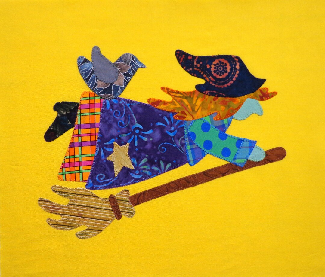 Halloween Witch Appliqued Quilt Block - Etsy