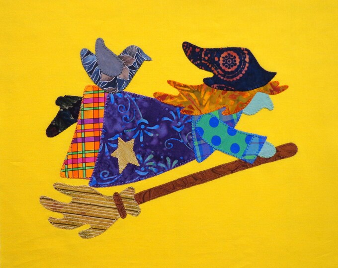 Halloween Witch Appliqued Quilt Block - Etsy