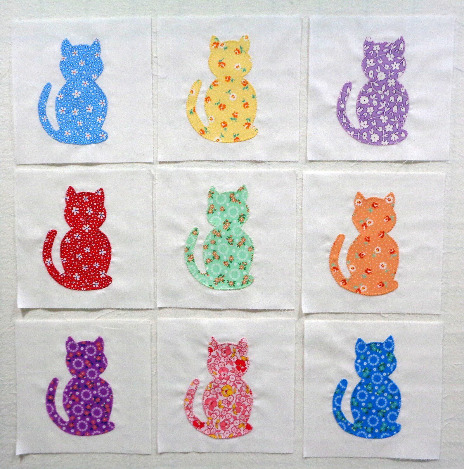 Calico Cats Appliqued Quilt Blocks | Etsy