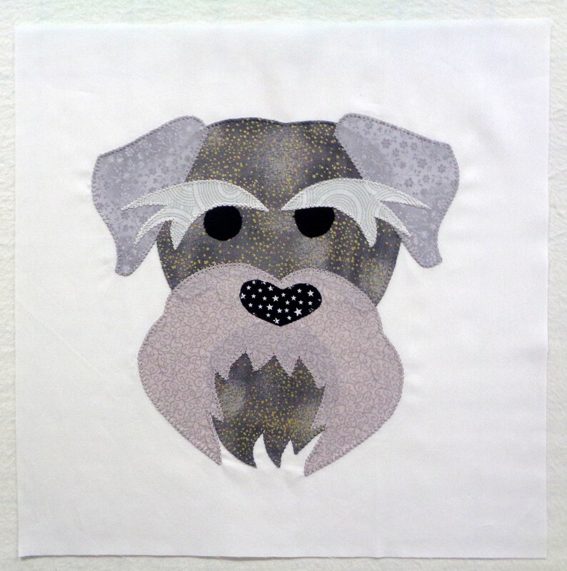 Silver Schnauzer Appliqued Quilt Block - Etsy