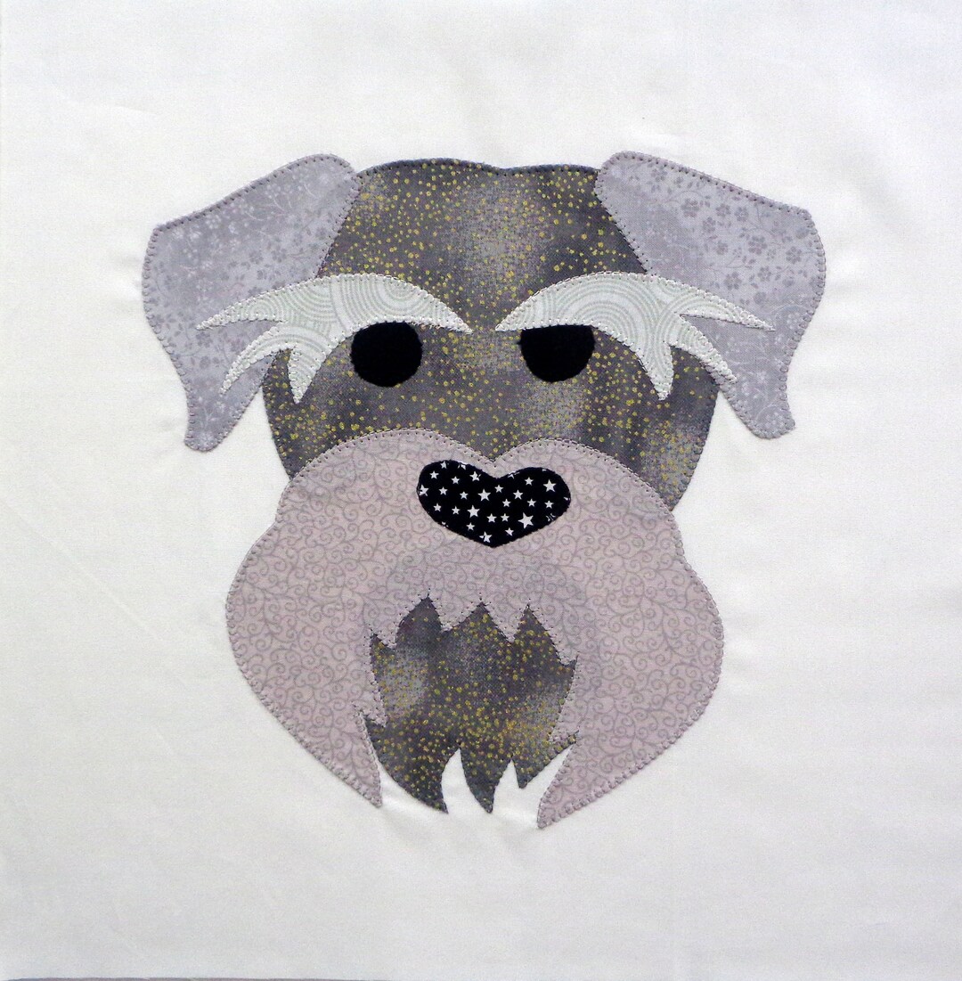 Silver Schnauzer Appliqued Quilt Block - Etsy