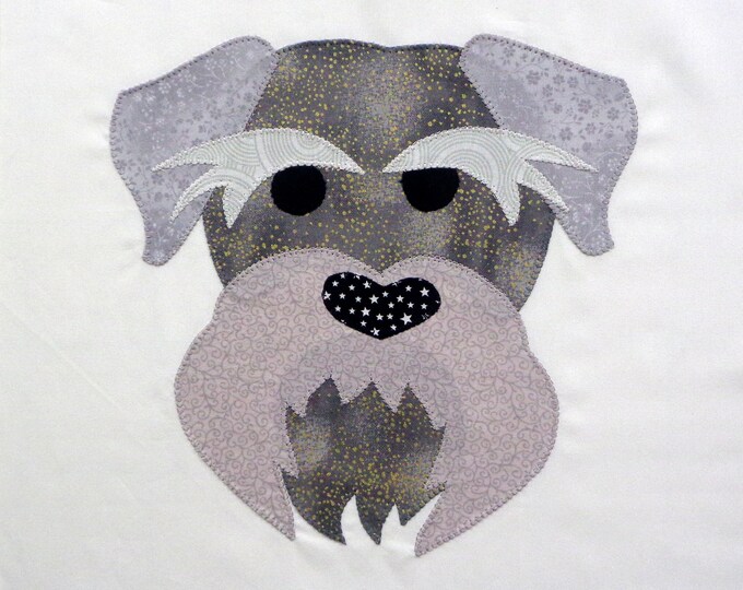 Silver Schnauzer Appliqued Quilt Block - Etsy