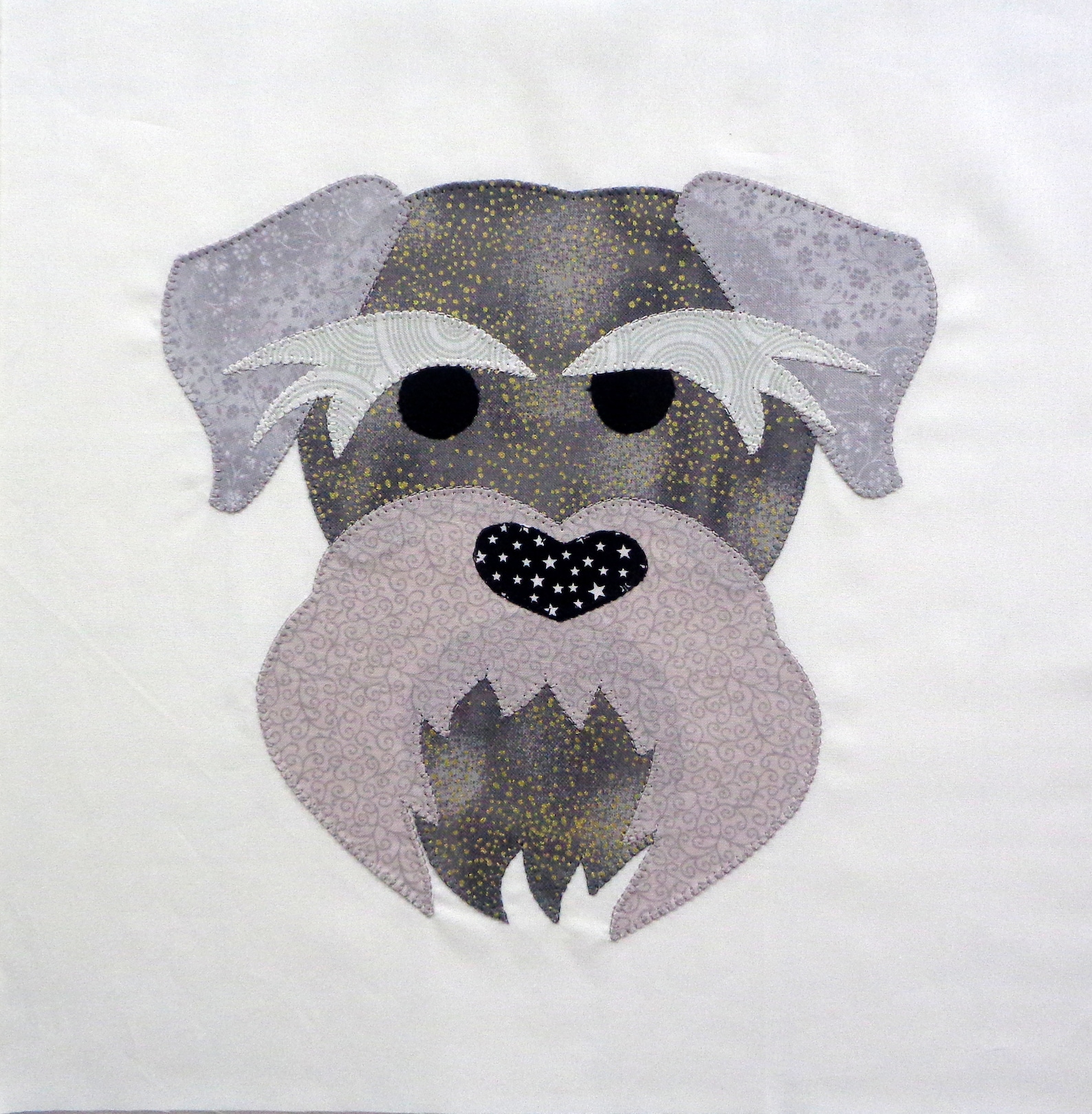 Silver Schnauzer Appliqued Quilt Block - Etsy