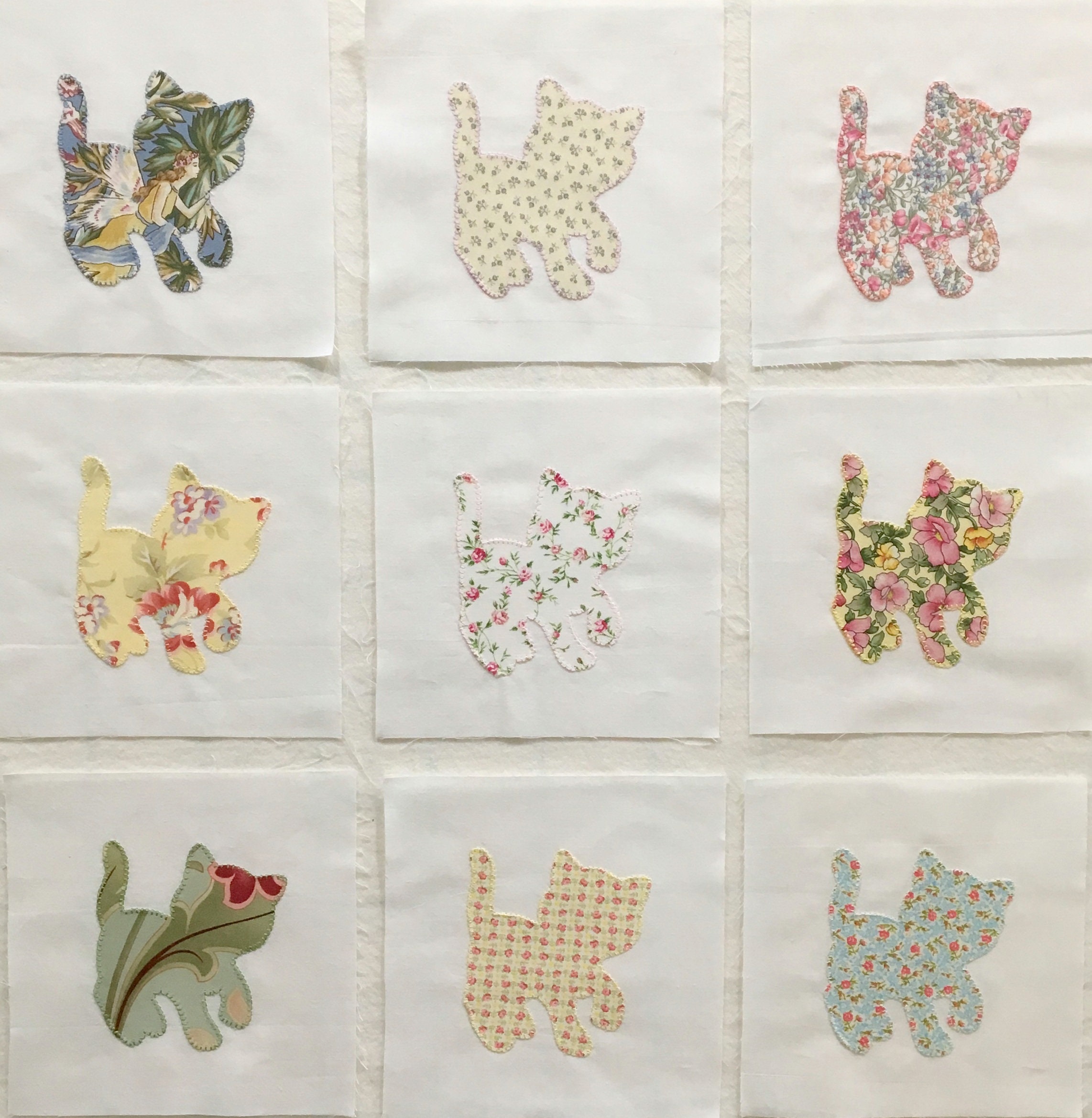Pretty Kitties Appliqued Quilt Blocks | Etsy