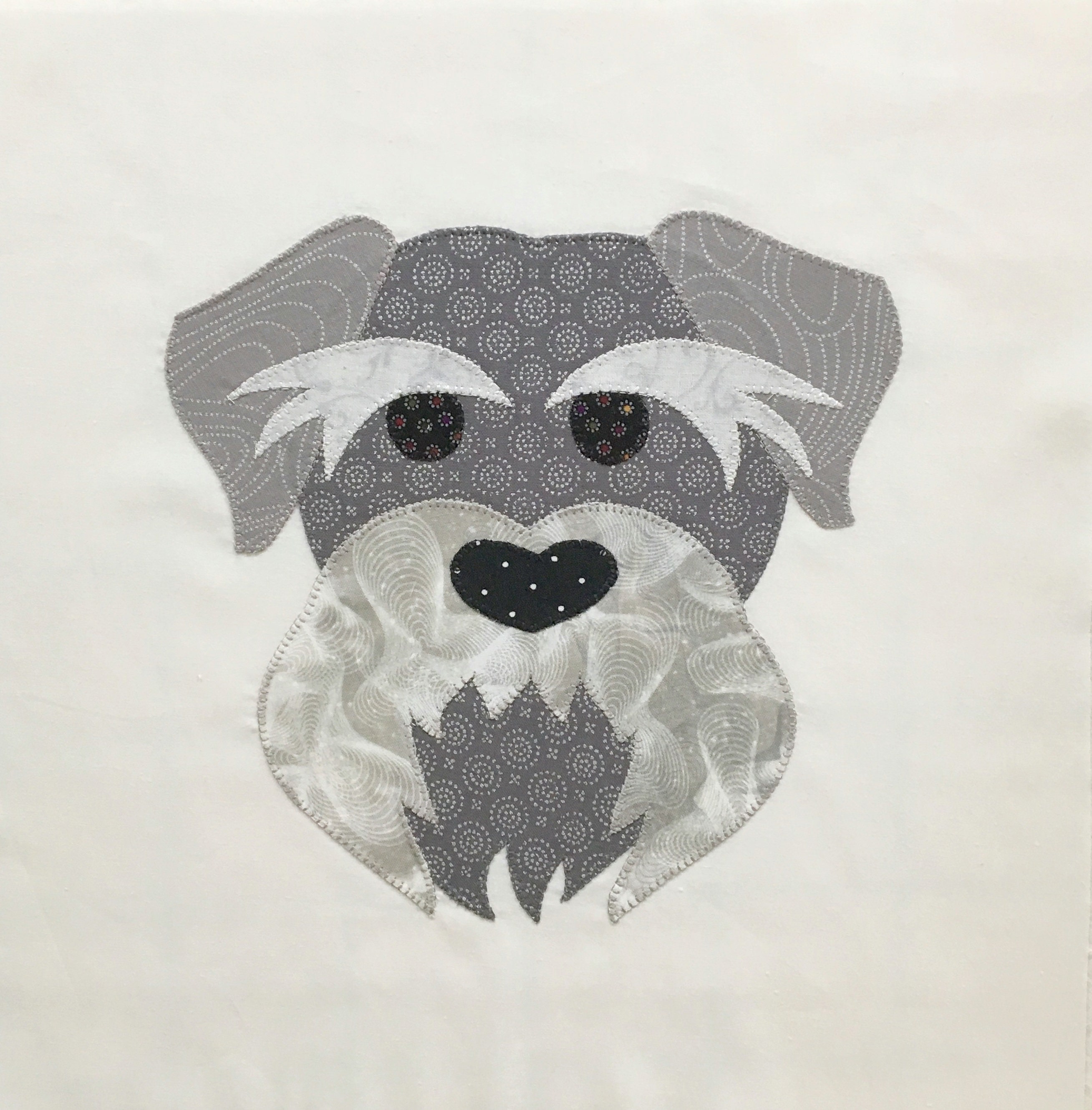 Silver Schnauzer Appliqued Quilt Block | Etsy