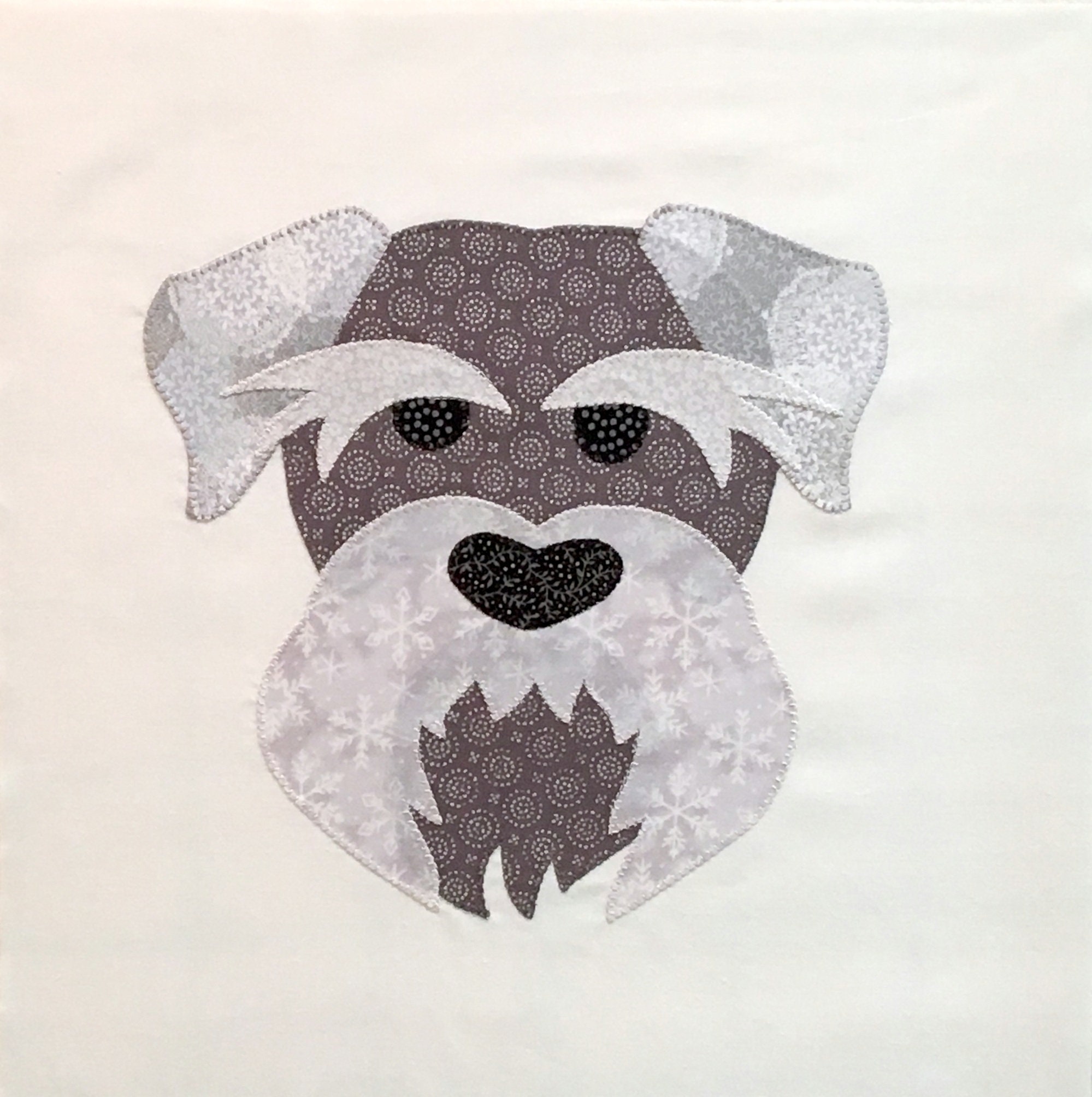 Silver Schnauzer Appliqued Quilt Block | Etsy
