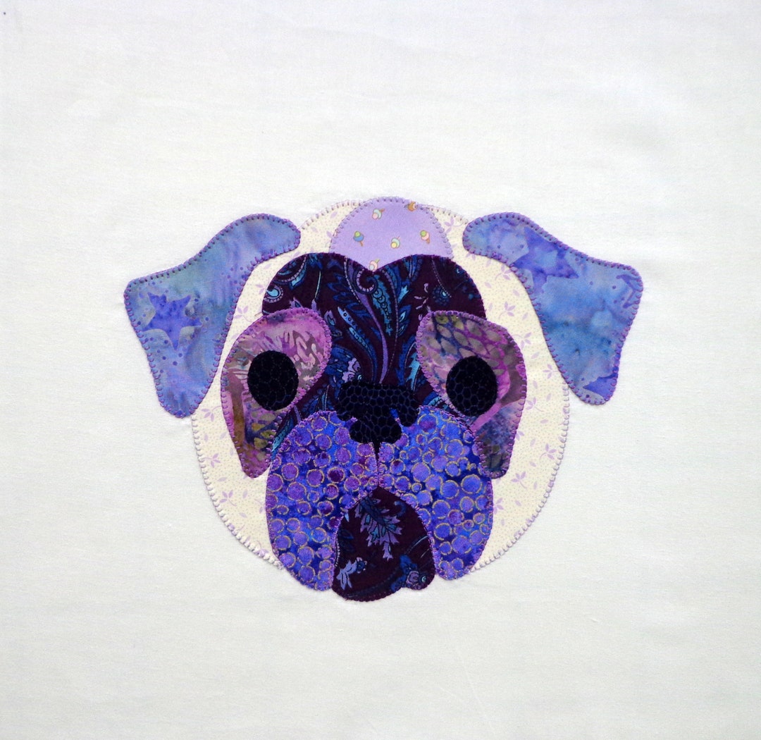 Purple Pug Appliqued Quilt Block - Etsy