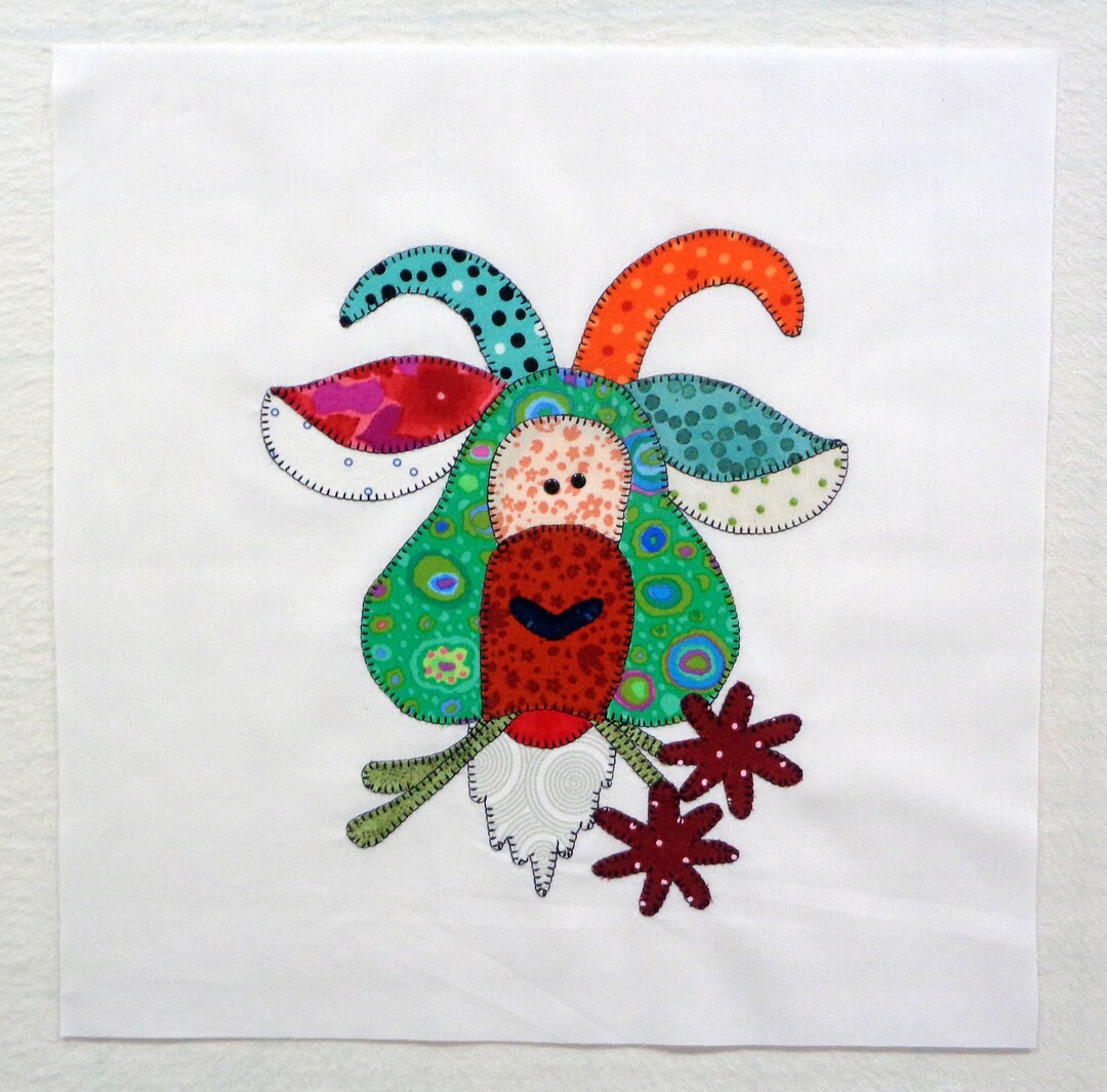 Patchwork Goat Appliqued Quilt Block - Etsy