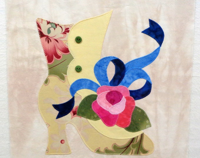 High Button Shoe Appliqued Quilt Block - Etsy
