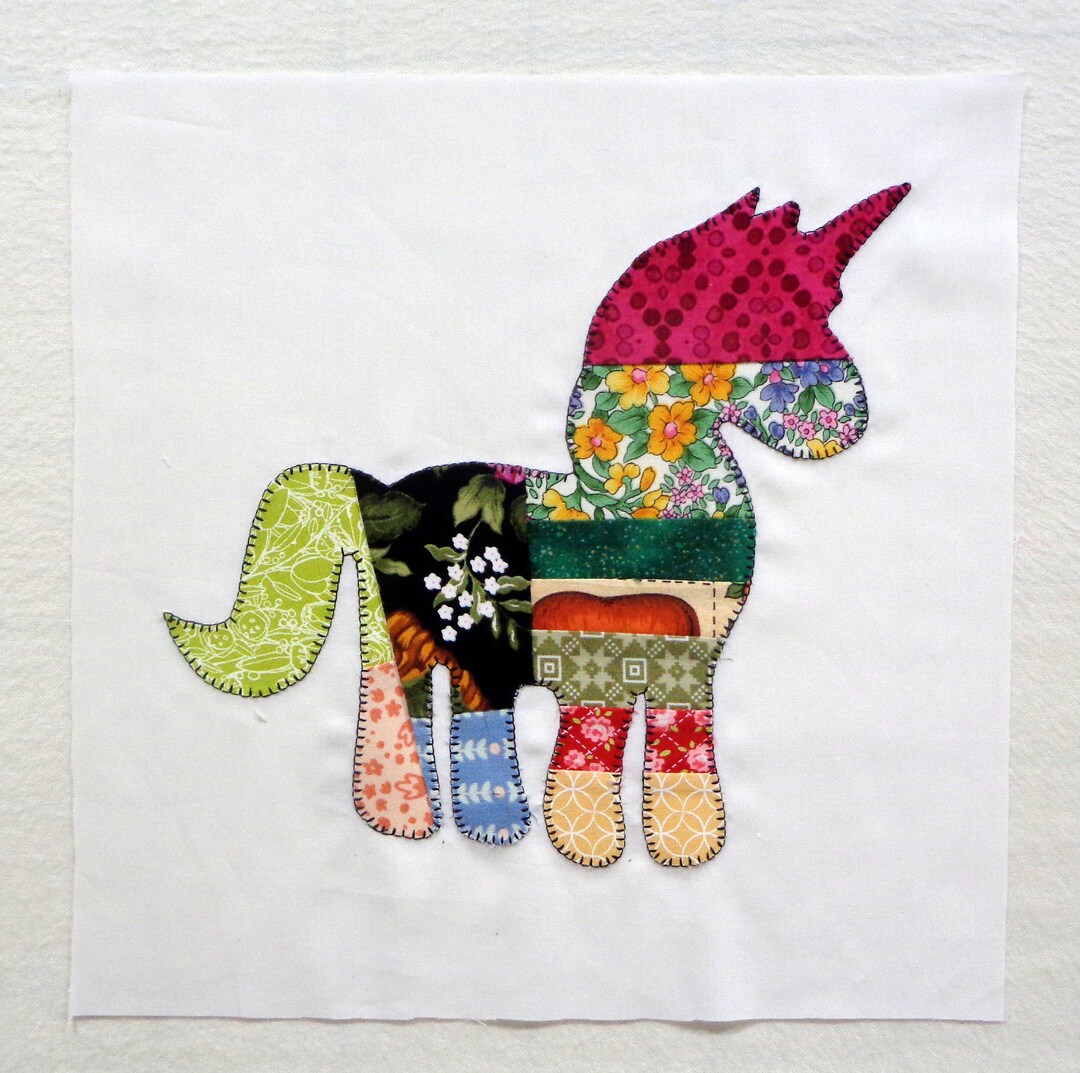 Patchwork Unicorn Quilt Block - Etsy