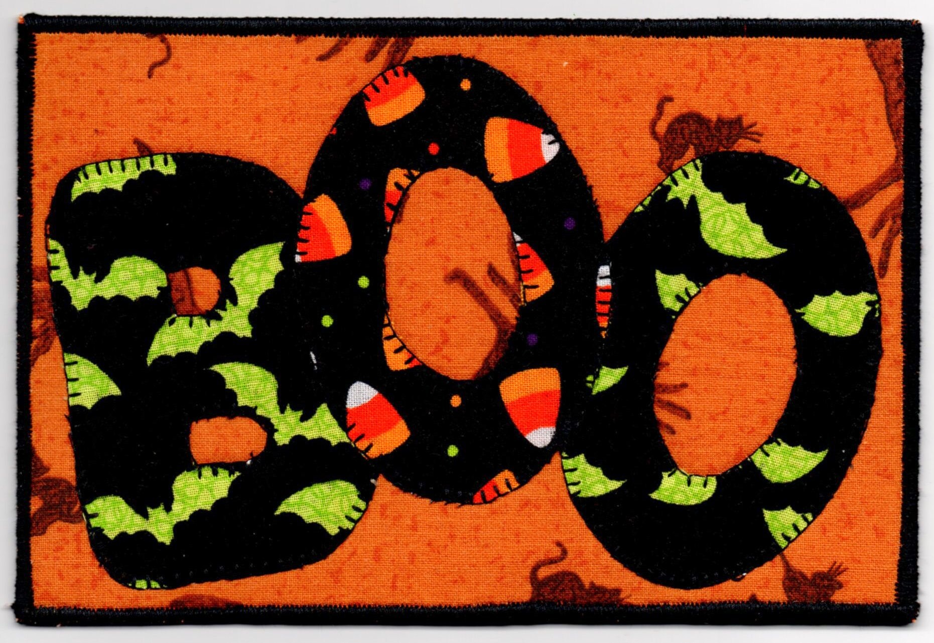 Boo, A Halloween Appliqued Quilted Fabric Postcard - Etsy