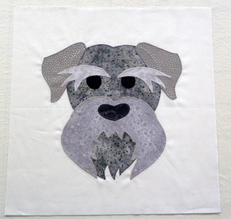 Silver Schnauzer Appliqued Quilt Block - Etsy