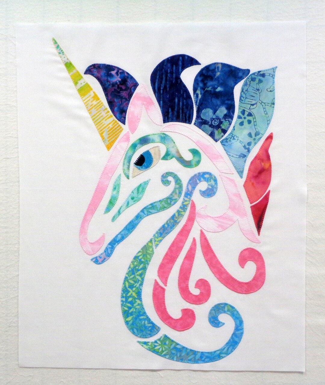 Una Unicorn Appliqued Quilt Block - Etsy