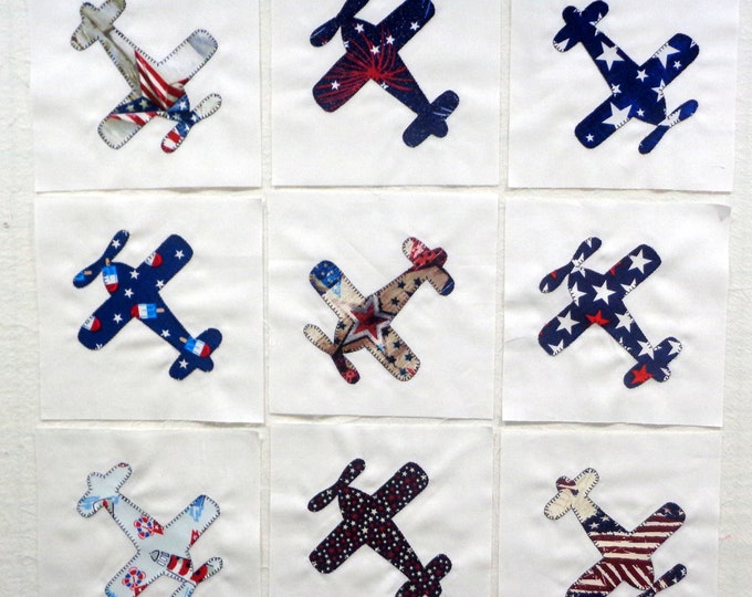 Blue Airplanes Quilt Blocks - Etsy