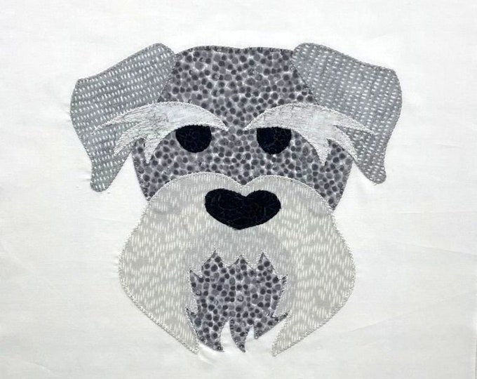 Silver Schnauzer Appliqued Quilt Block | Etsy