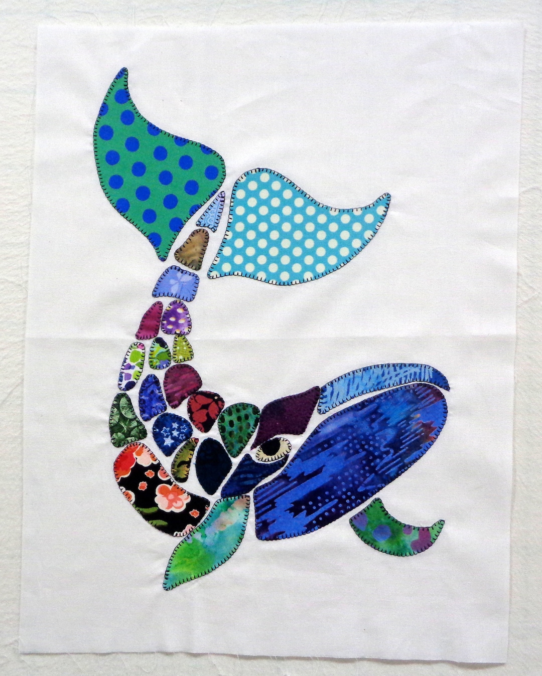 Patchwork Whale Appliqued Quilt Block - Etsy