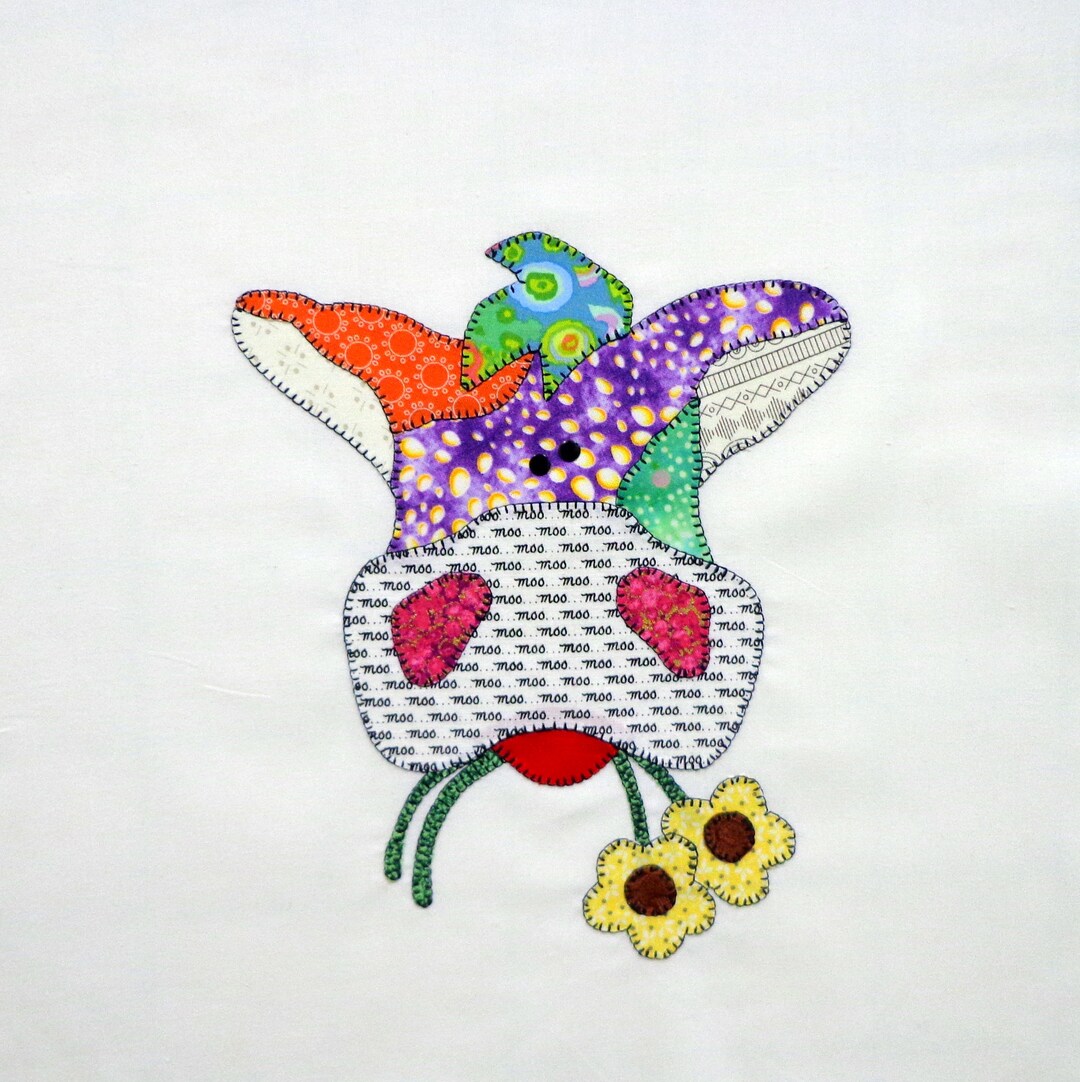 Patchwork Cow Appliqued Quilt Block - Etsy
