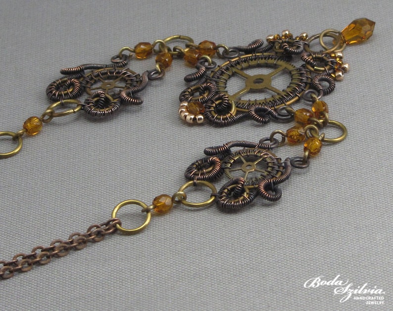 Steampunk Choker Necklace With Crystals Copper and Brass - Etsy
