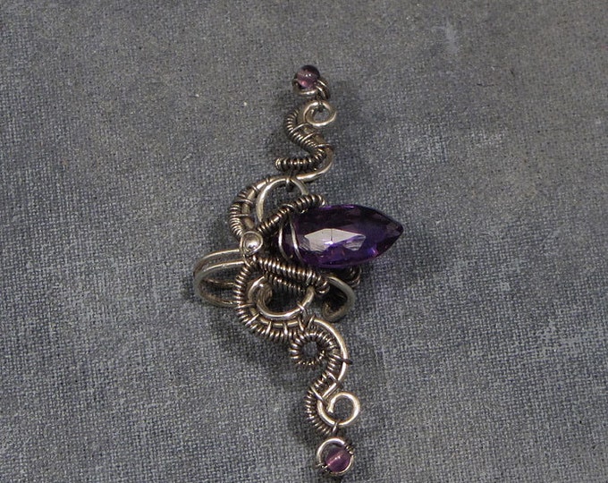 Enchanted Silver and Amethyst Wire Wrapped Ear Cuff - Etsy